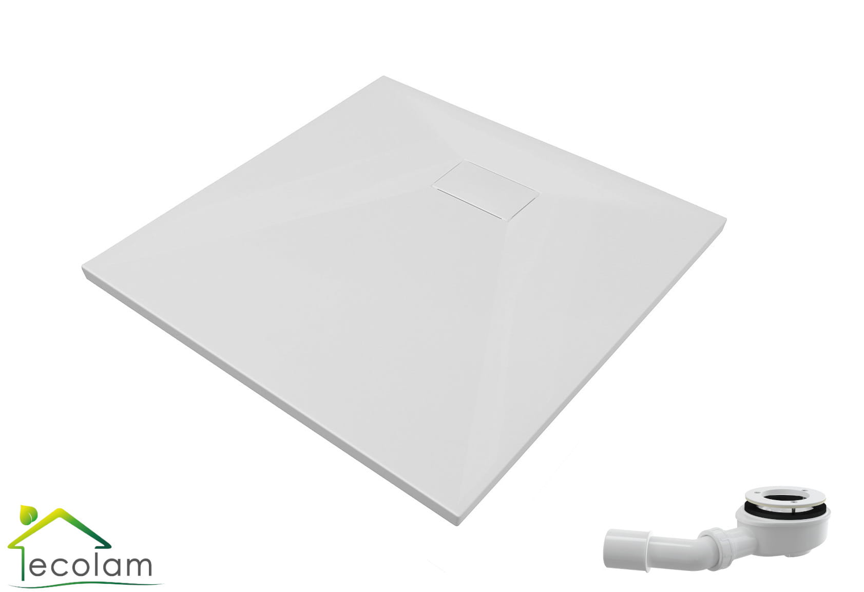 Duschwanne Viereck Vexo 80x80 cm flach slim Stone Stein Effect · ECOLAM ...