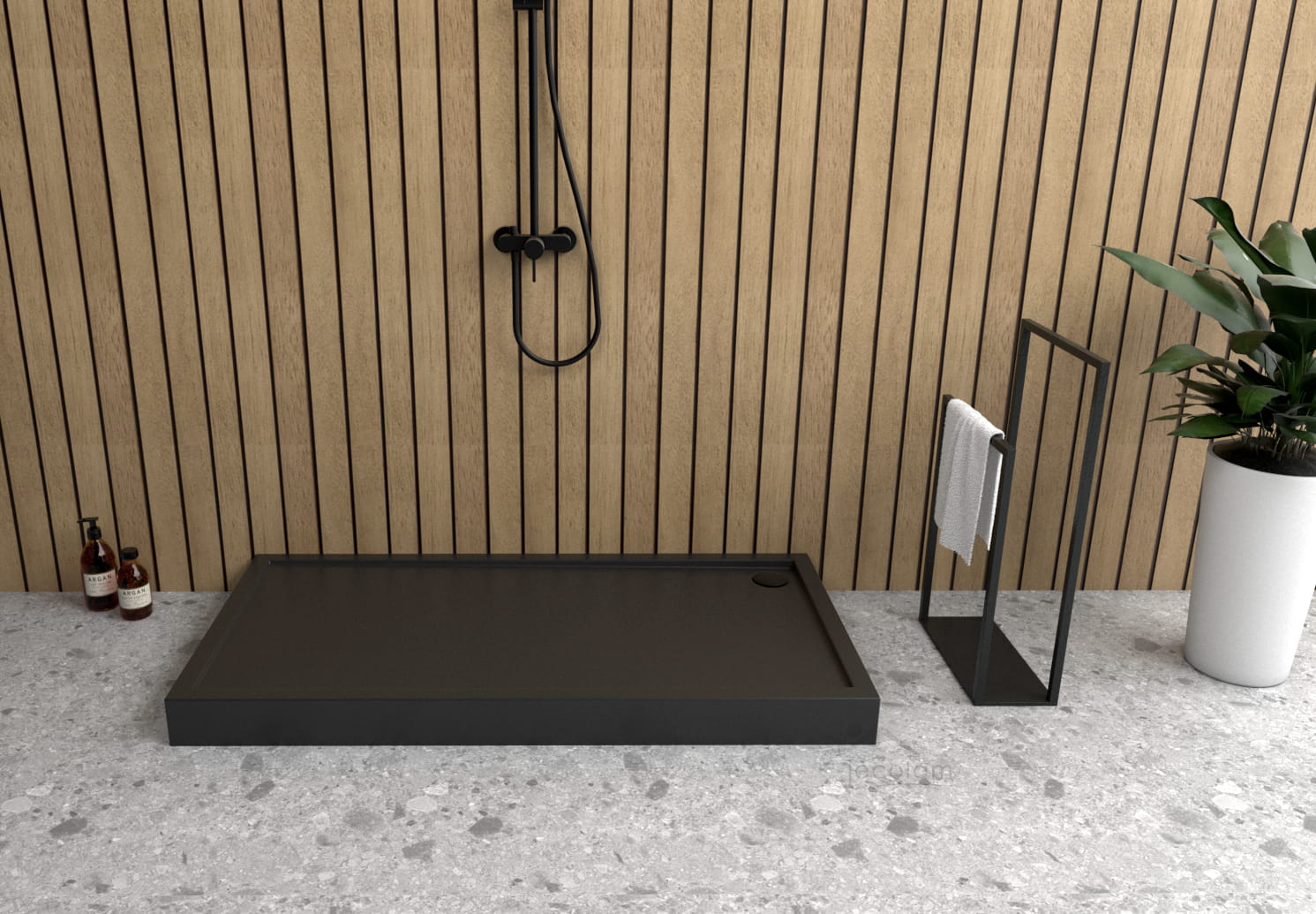 Duschwanne Rechteck Competia black Acryl 100x80 cm Stein Effekt schwarz ...